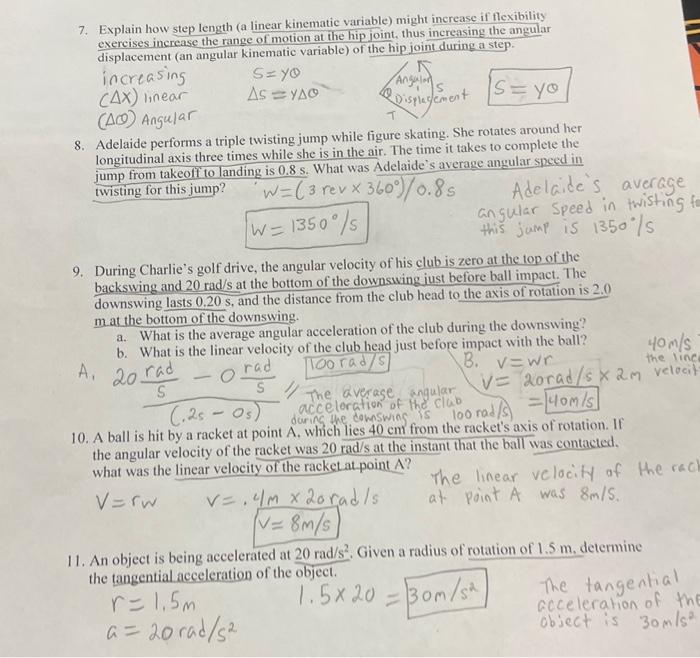 Solved 7. Explain how step length (a linear kinematic | Chegg.com