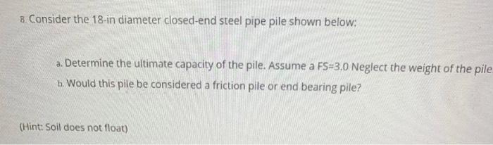 Solved 8. Consider the 18-in diameter closed-end steel pipe | Chegg.com