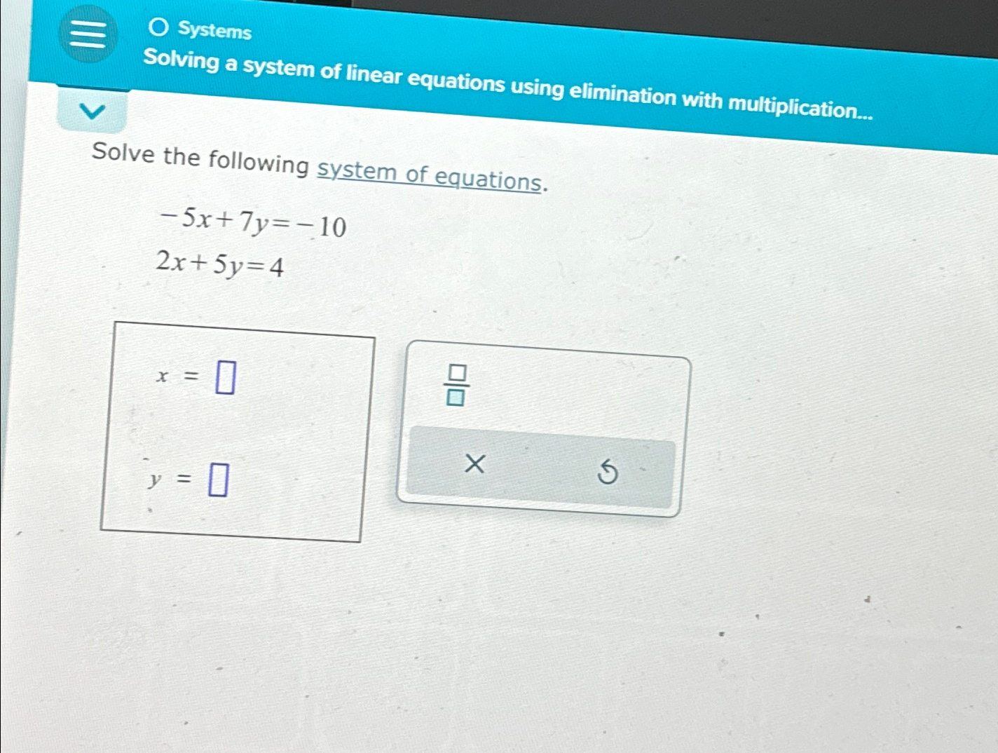 Solved SystemsSolving a system of linear equations using | Chegg.com