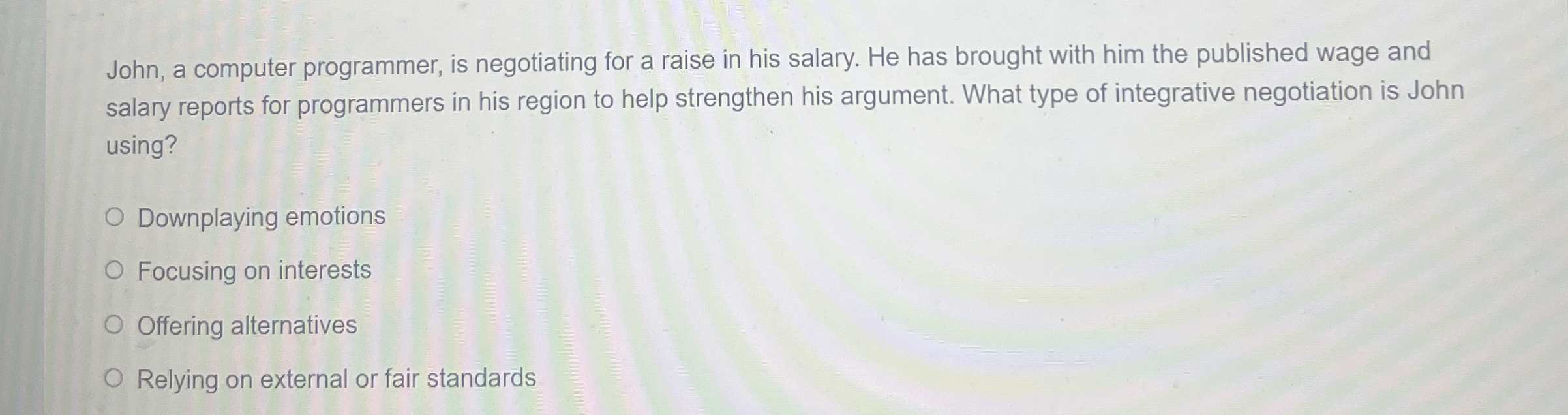 Solved John, a computer programmer, is negotiating for a | Chegg.com
