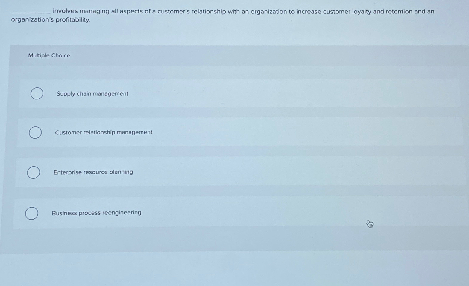 Solved involves managing all aspects of a customer's | Chegg.com