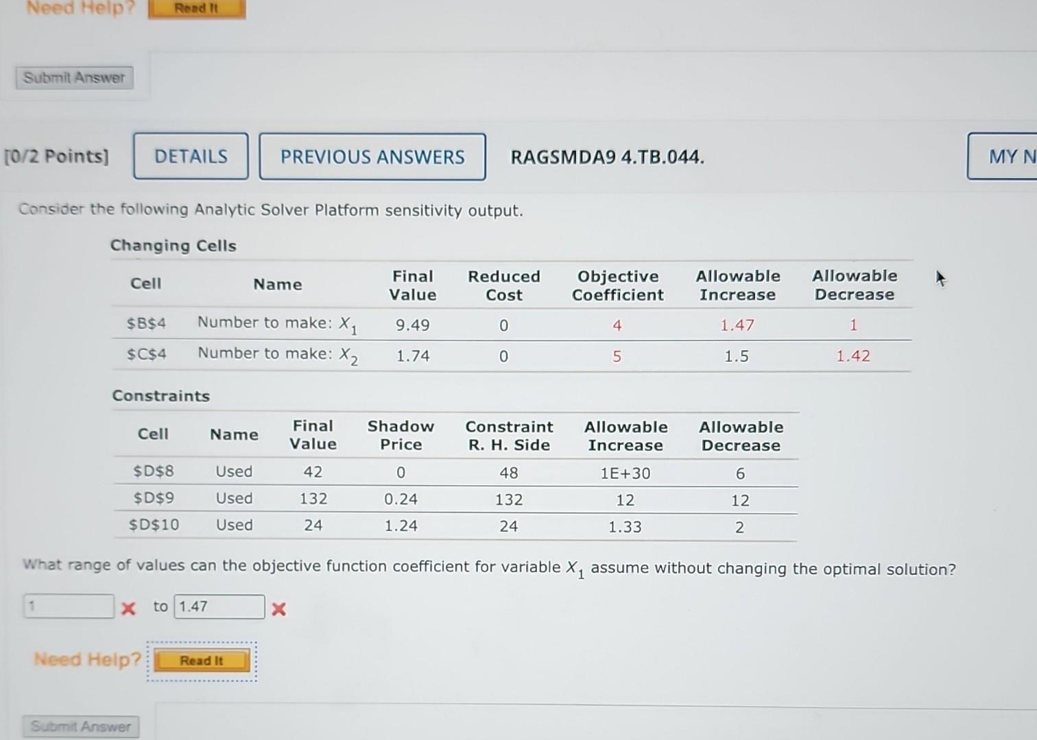 Solved RAGSMDA9 4.TB.044. Consider the following Analytic | Chegg.com