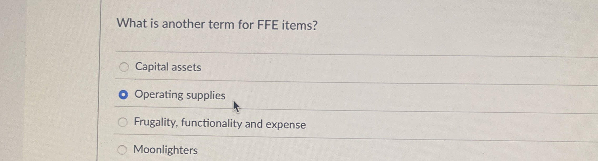 Solved What is another term for FFE items?Capital | Chegg.com