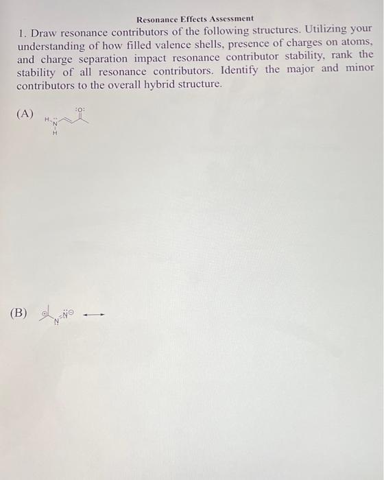 Solved Resonance Effects Assessment 1. Draw resonance | Chegg.com