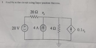 Solved 1 ﻿Find Vx ﻿in the circuit using Super position | Chegg.com