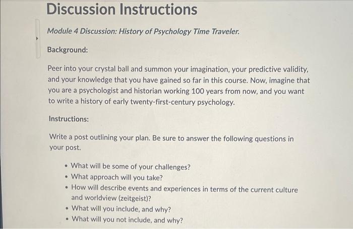 Solved Module 4 Discussion: History of Psychology Time | Chegg.com
