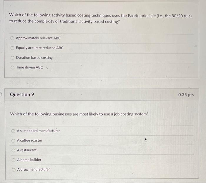 Solved times activity performed In activity based costing | Chegg.com