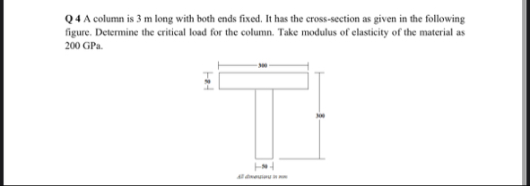 Solved Q4 ﻿A column is 3 ﻿m long with both ends fixed. It | Chegg.com