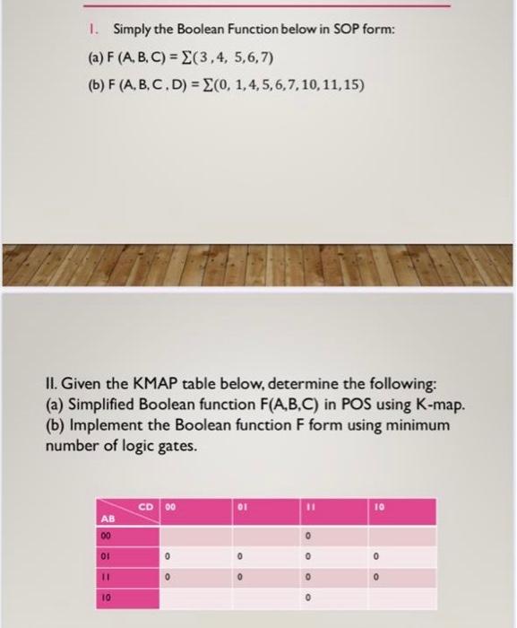 Solved 1. Simply the Boolean Function below in SOP form: (a) | Chegg.com