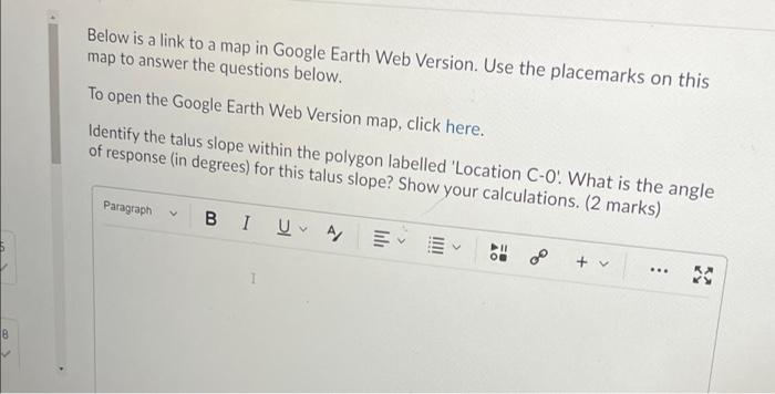 Solved Below is a link to a map in Google Earth Web Version. | Chegg.com