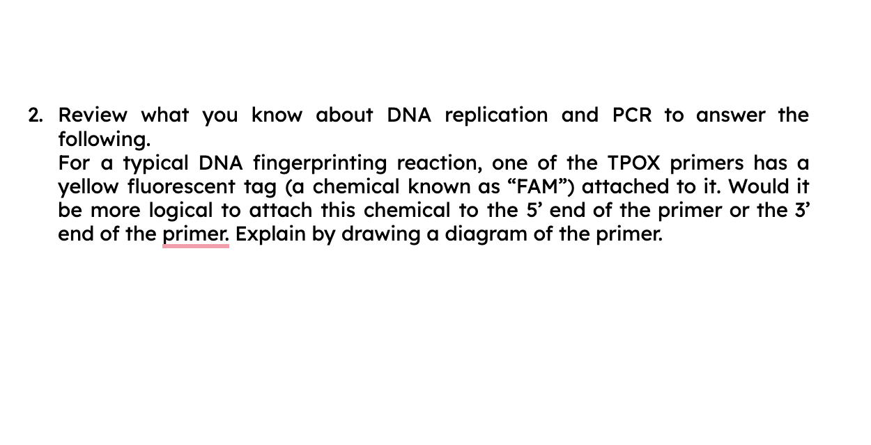 Solved Review what you know about DNA replication and PCR to | Chegg.com