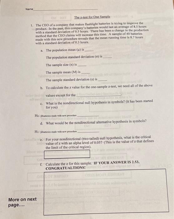 Solved Hello I need help witha Z test worksheet. I would | Chegg.com Solved Hello I need help witha Z test worksheet. I would | Chegg.com