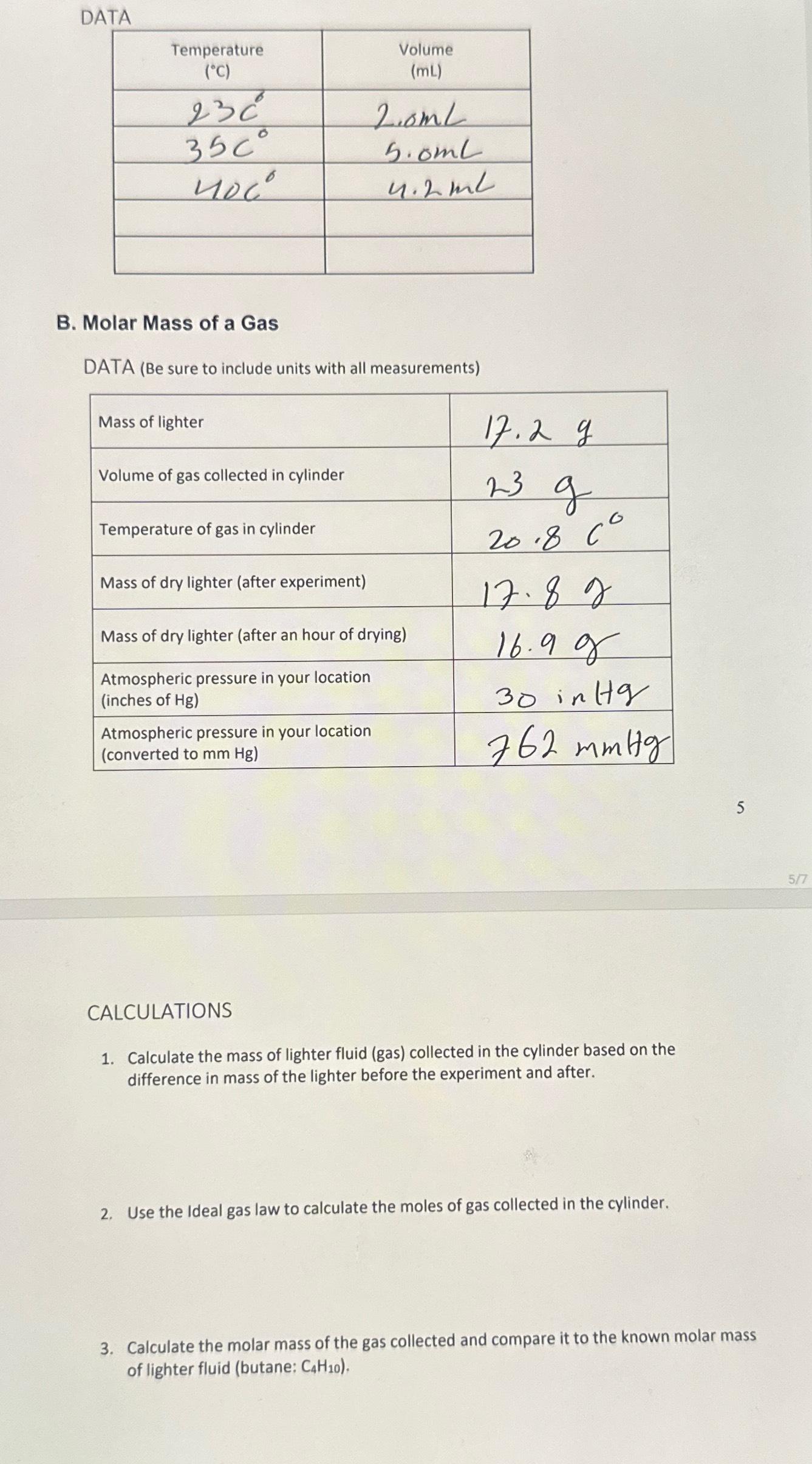 Solved DATA\table[[\table[[Temperature],[(°C) | Chegg.com