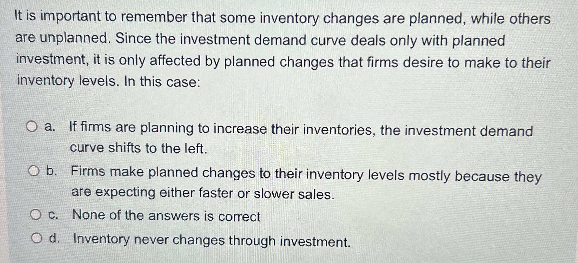 Solved It is important to remember that some inventory | Chegg.com