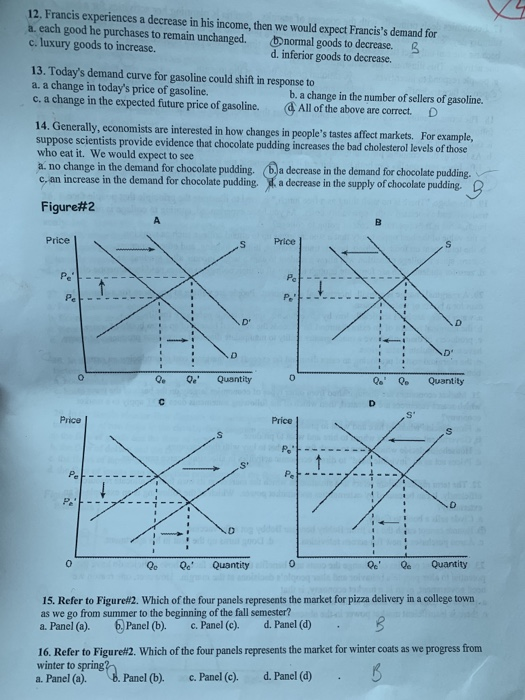 Solved 12. Francis experiences a decrease in his income, | Chegg.com