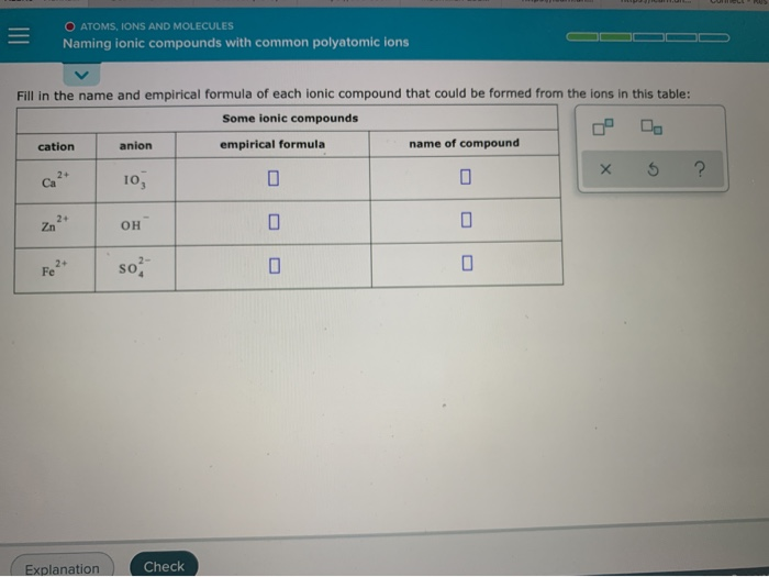 Solved O ATOMS, IONS AND MOLECULES Naming ionic compounds | Chegg.com
