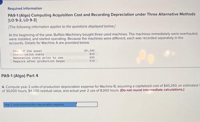 Required information PA9-1 (Algo) Computing | Chegg.com