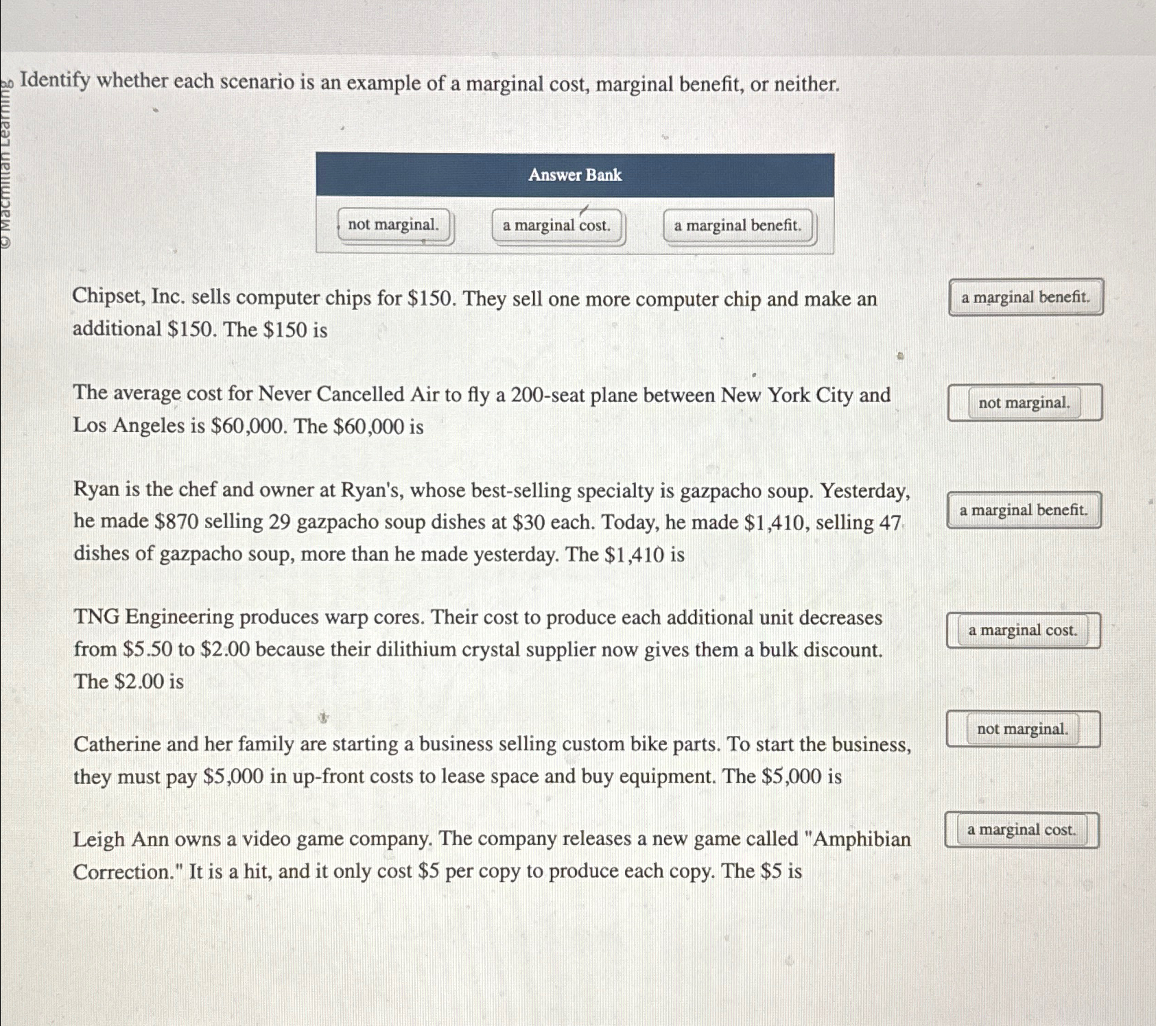 Solved Identify whether each scenario is an example of a | Chegg.com