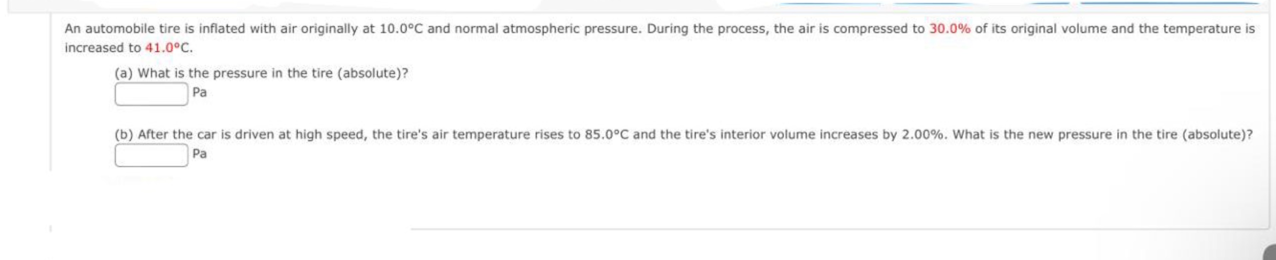 Solved An automobile tire is inflated with air originally at | Chegg.com