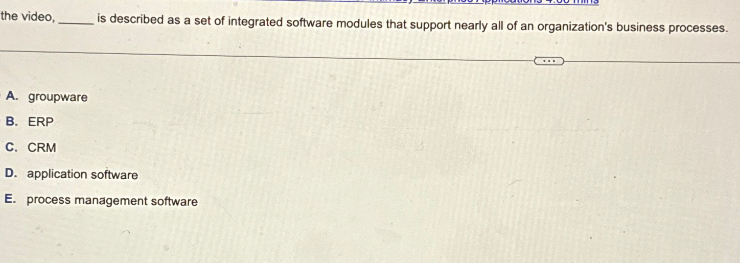 Solved the video, is described as a set of integrated | Chegg.com