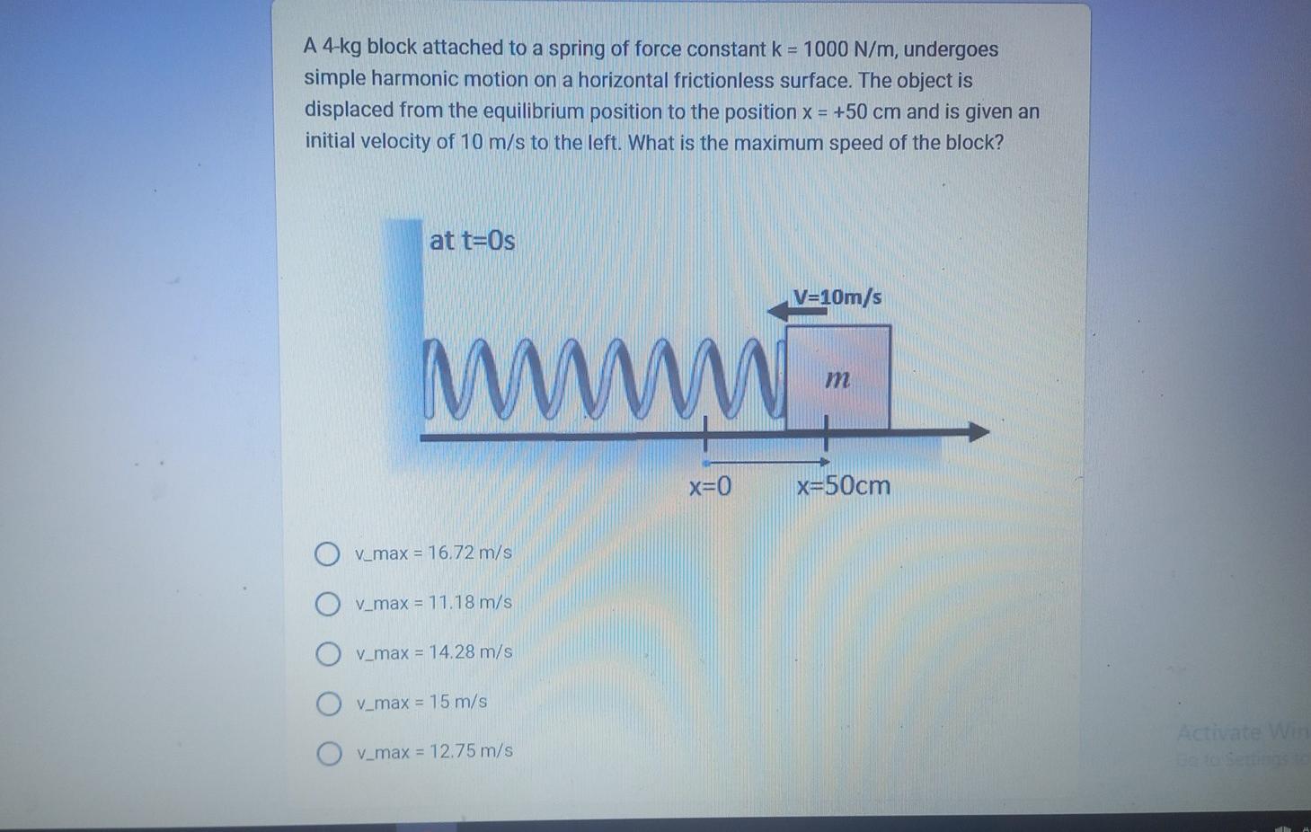 Solved A 4-kg block attached to a spring of force constant | Chegg.com