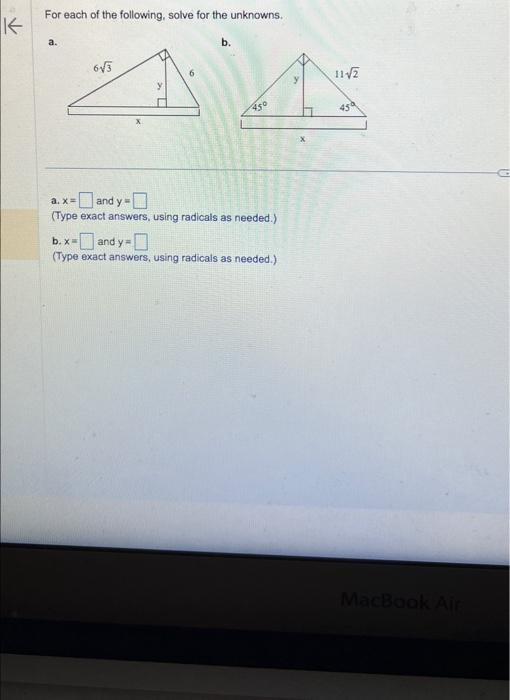 Solved K For each of the following, solve for the unknowns. | Chegg.com
