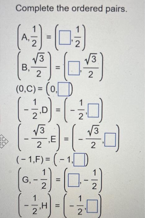 Solved Find the missing coordinates of the points on the | Chegg.com