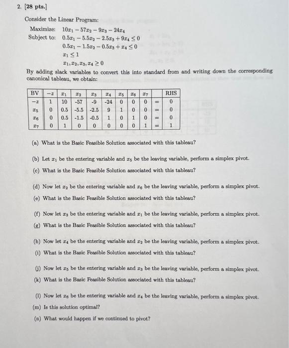 Solved Consider the Linear Program: Maximize: Subject to: | Chegg.com