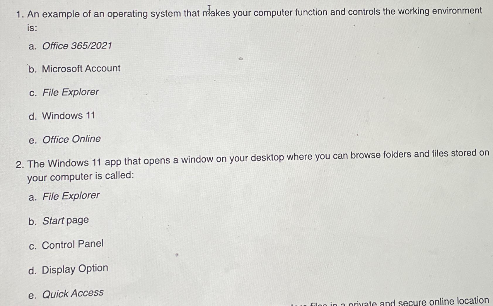 Solved An example of an operating system that makes your | Chegg.com