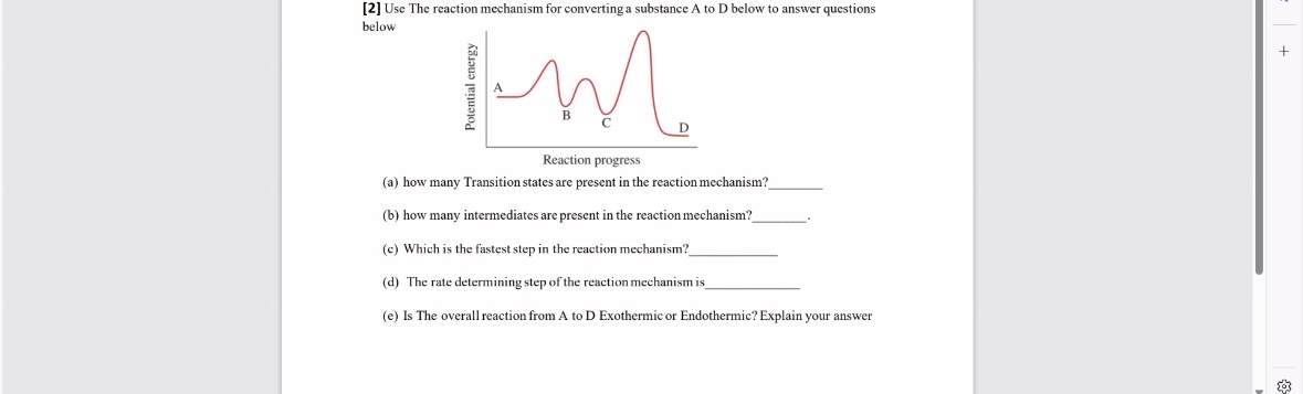 Solved [2] ﻿Use The reaction mechanism for converting a | Chegg.com