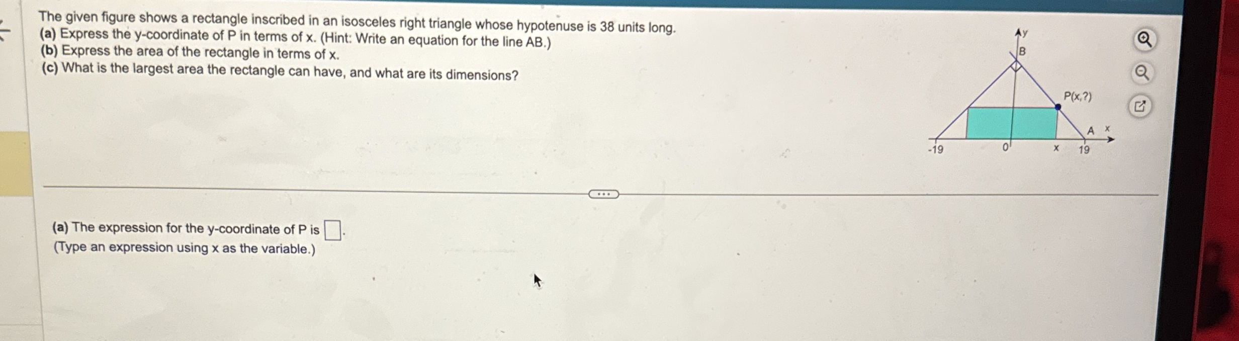 Solved The given figure shows a rectangle inscribed in an | Chegg.com
