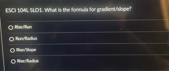 Solved ESCI 104L SLO1. What is the formula for | Chegg.com