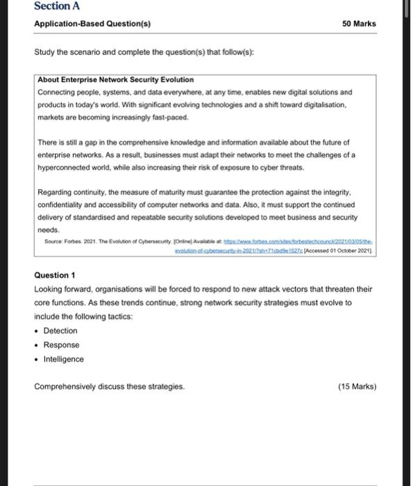 Solved Section A Application-Based Question(s) 50 Marks | Chegg.com
