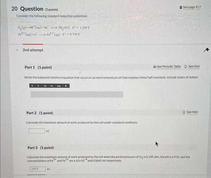 Solved 20 Question (3 points) Q Seepage 917 Consider the | Chegg.com