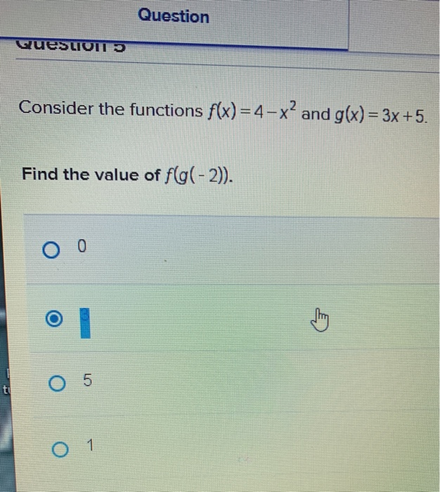 Solved Question CuesLOIT = Consider the functions f(x)=4-x? | Chegg.com