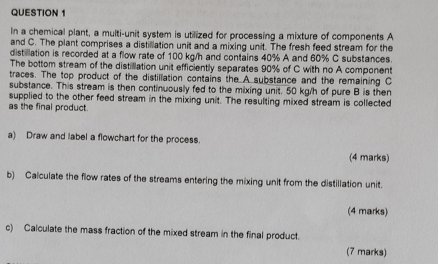 Solved QUESTION 1In a chemical plant, a multi-unit system is | Chegg.com