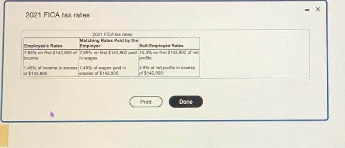 Solved Use the 2021 FICA tax rates in the table below to | Chegg.com