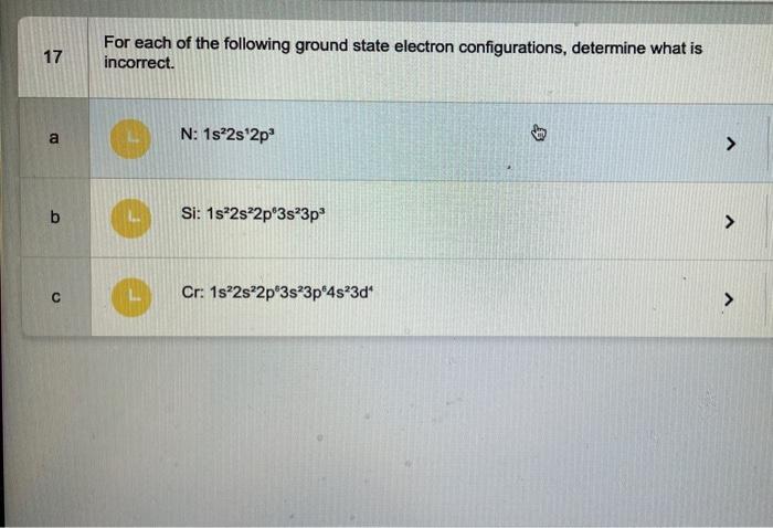 Solved 17 For Each Of The Following Ground State Electron
