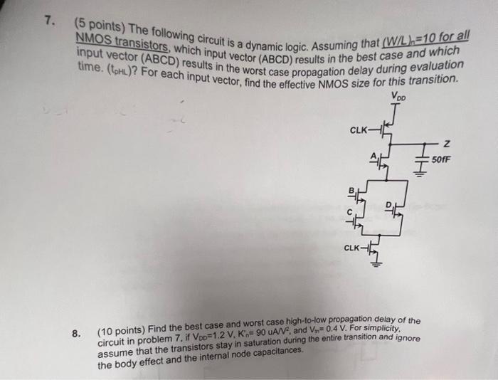 Solved (5 points) The following circuit is a dynamic logic. | Chegg.com