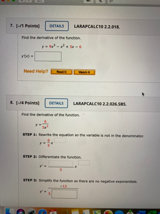 Solved 1. (-/1 Points] DETAILS LARAPCALC10 2.2.002. Find the | Chegg.com