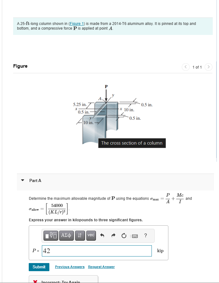 Solved A 25 -ft-long column shown in (Figure 1) is ﻿made | Chegg.com