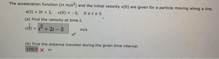Solved The acceleration function (in m/s2) and the initial | Chegg.com