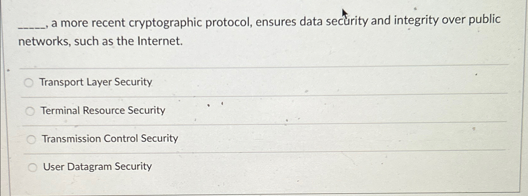 a more recent cryptographic protocol, ensures data | Chegg.com
