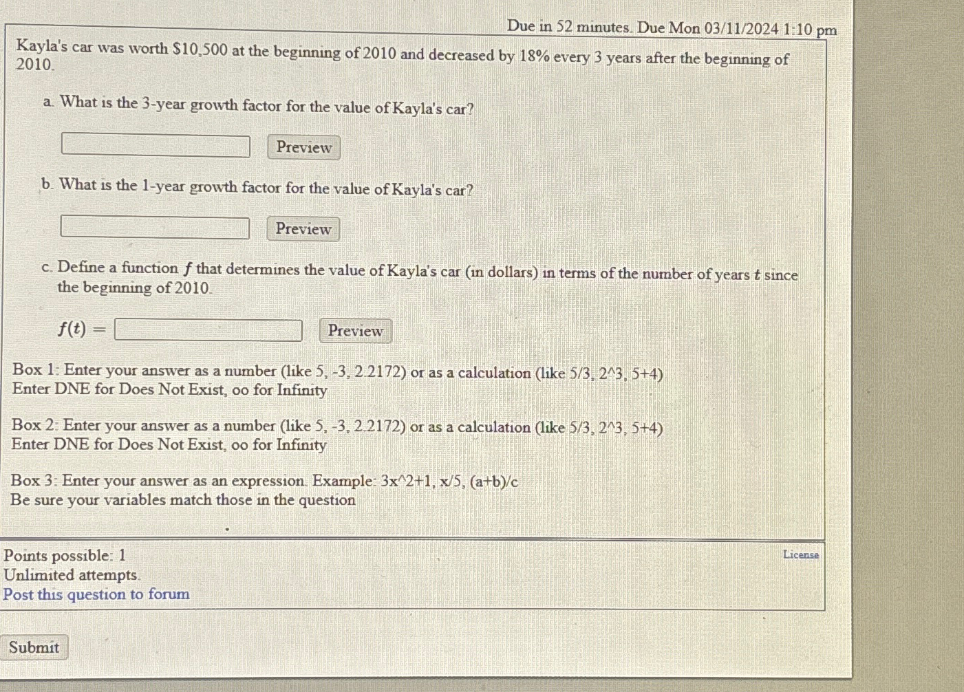 Solved Due in 52 ﻿minutes. Due Mon 03/11/2024 1:10 | Chegg.com