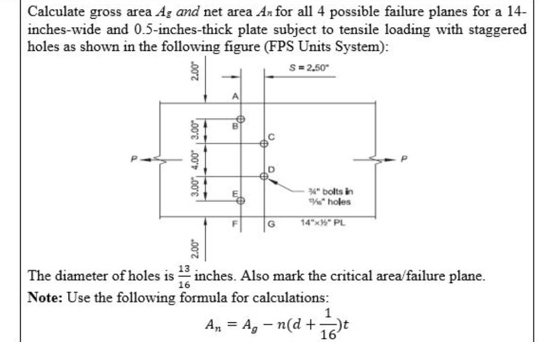 Solved Calculate gross area Ag and net area Ar for all 4 | Chegg.com