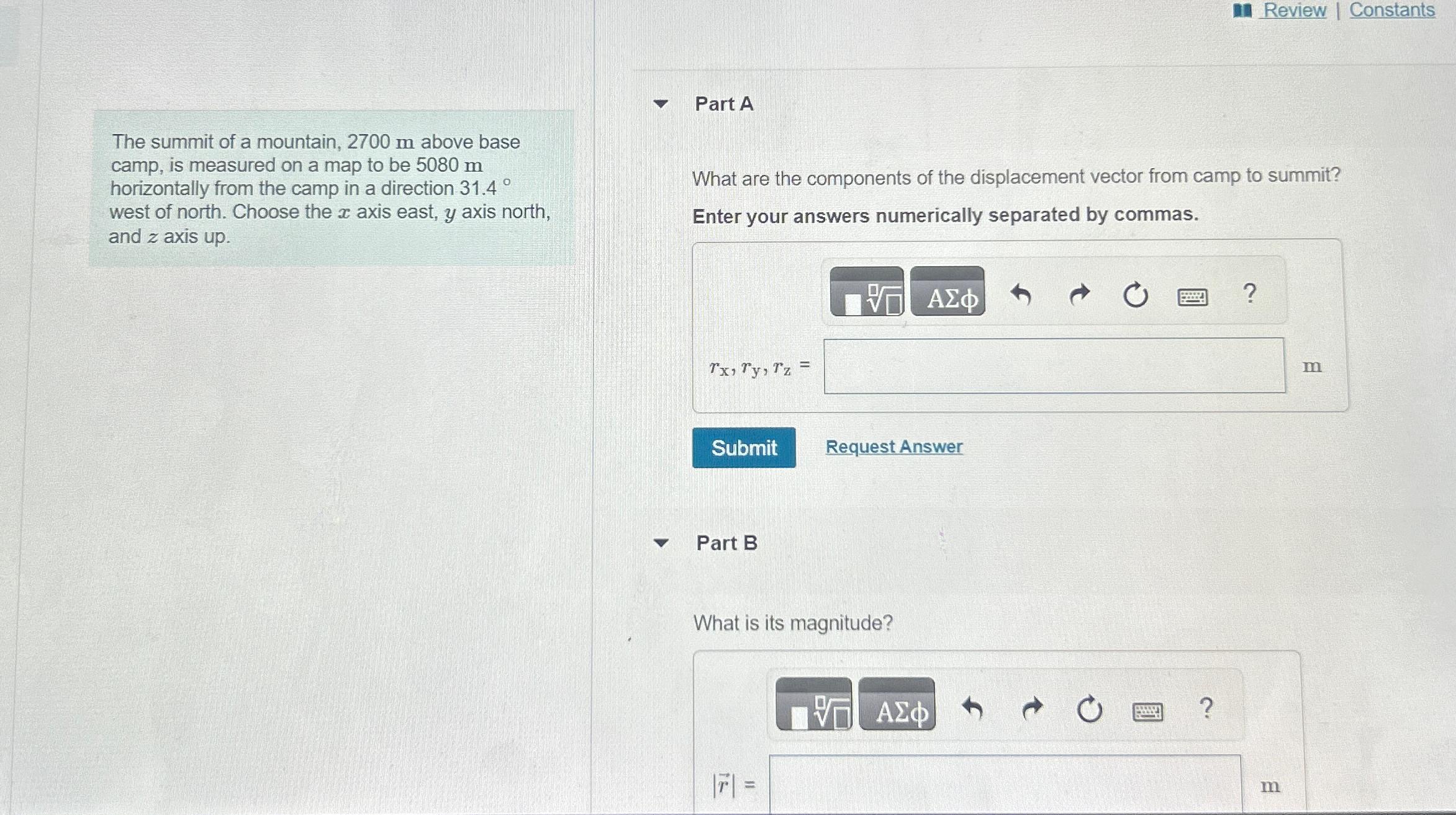 Solved Q4 ﻿asswinConstantsPart AThe summit of a mountain, | Chegg.com