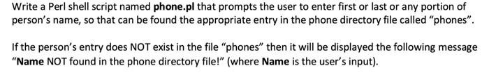 Solved Write a Perl shell script named phone.pl that prompts | Chegg.com