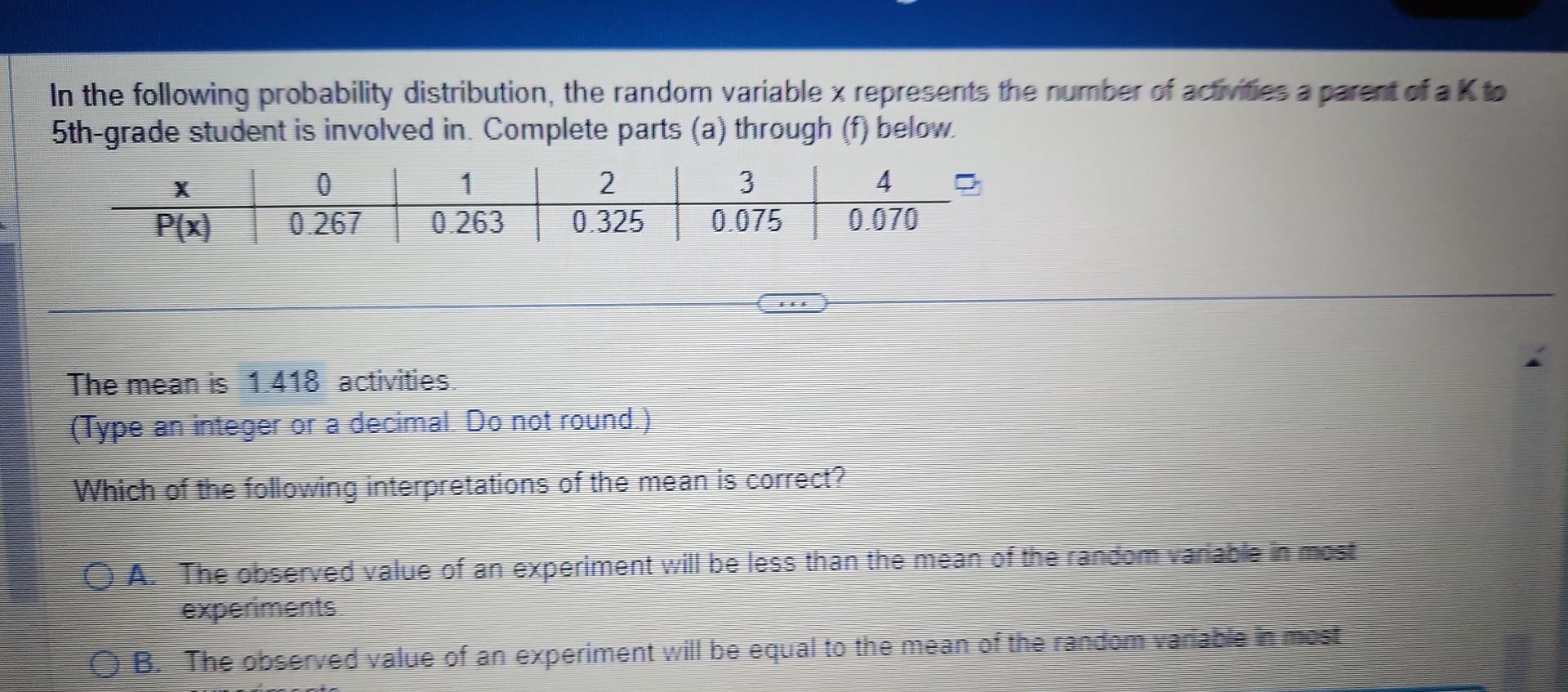 Solved In the following probability distribution, the random | Chegg.com