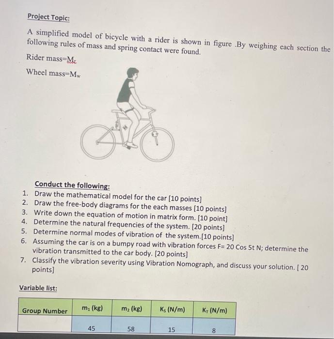 Solved Project Topic: A simplified model of bicycle with a | Chegg.com