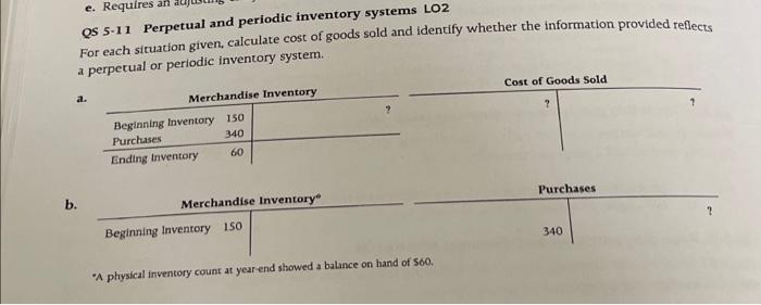 Solved QS 5-11 Perpetual and periodic inventory systems LO2 | Chegg.com